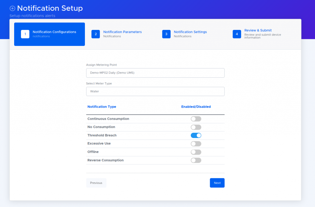 Setup Notification Type On Metering Point - Smart-View Technology