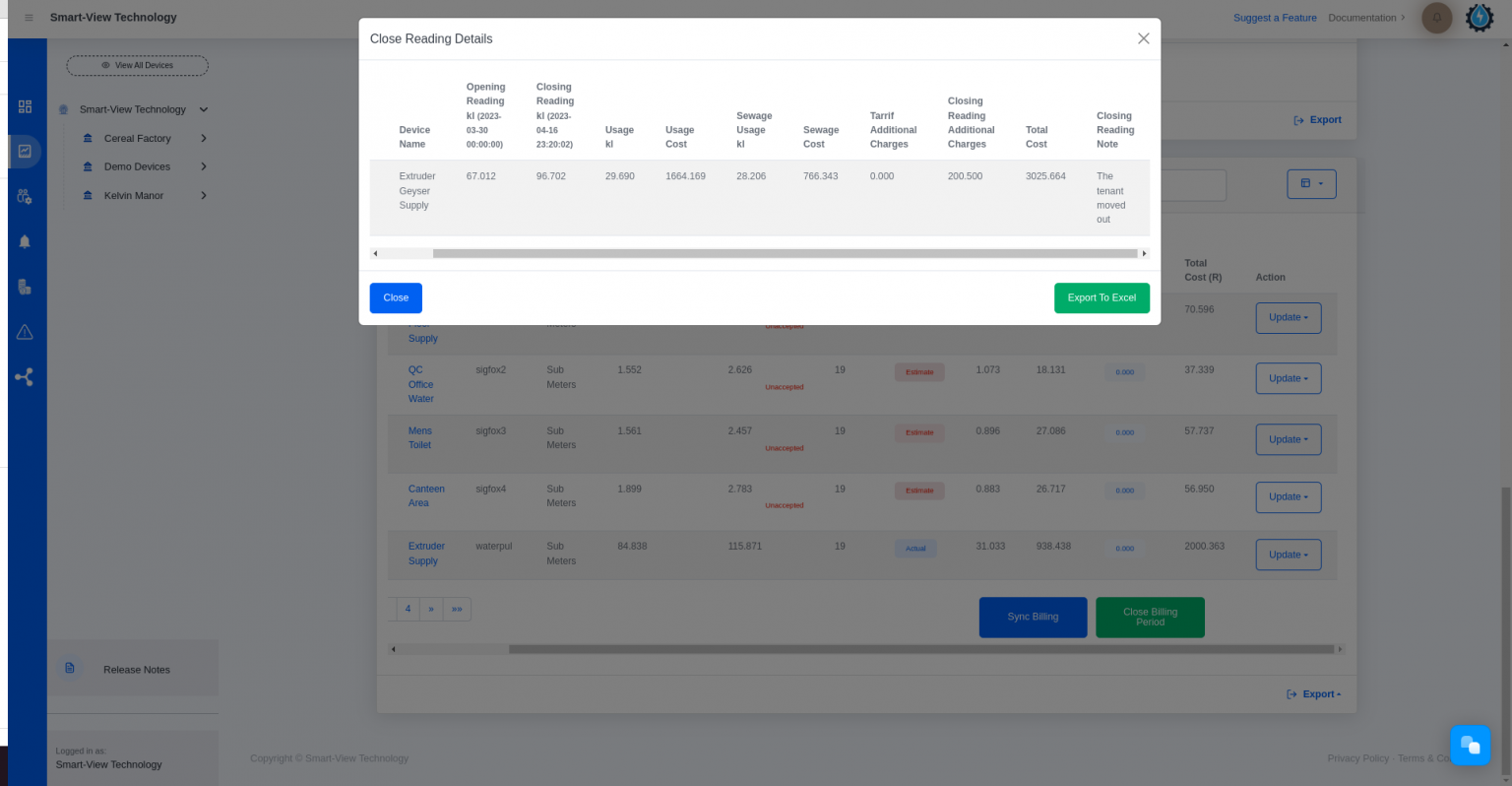 How to close meter reading - Smart-View Technology