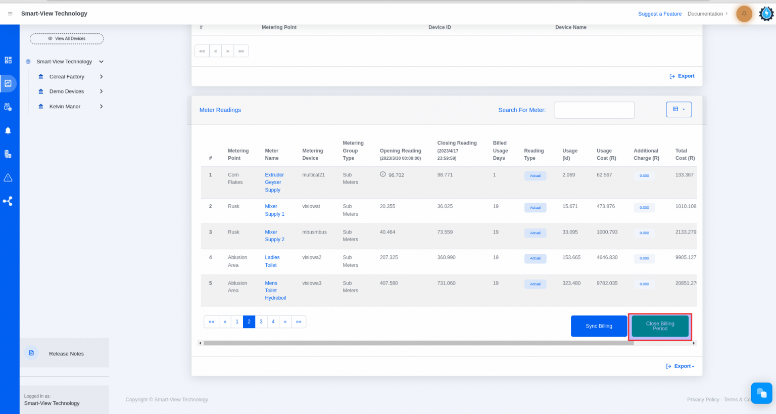 How to close the billing period - Smart-View Technology